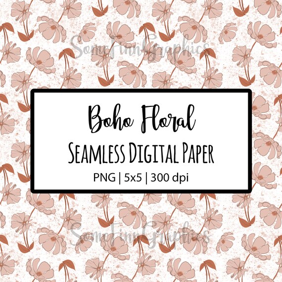 Boho Flowers Texture Seamless Design Pattern / Floral Boho | Etsy
