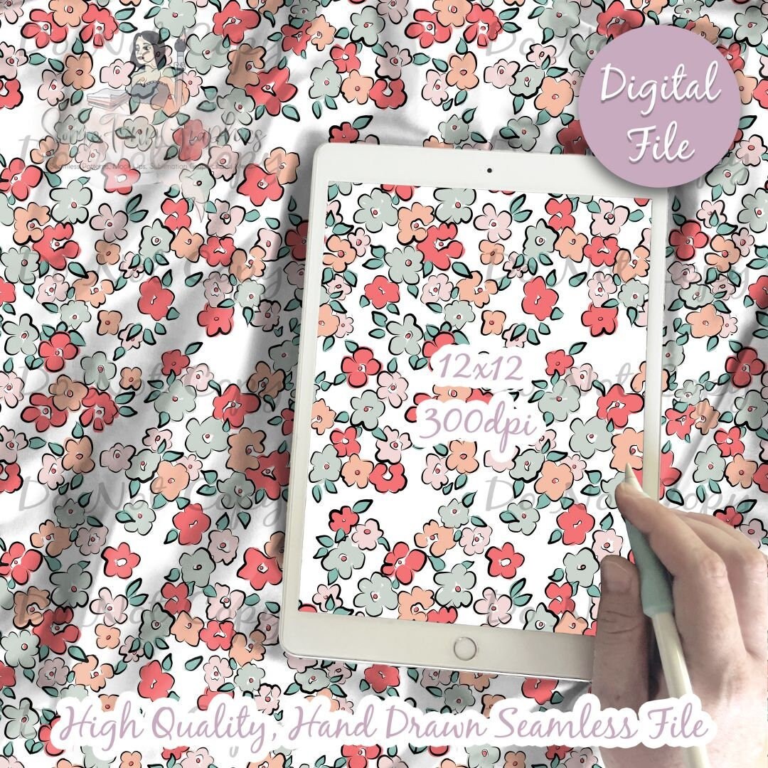 Floral Seamless 12x12 Digital Paper | Fabric Pastel Pattern Download ...