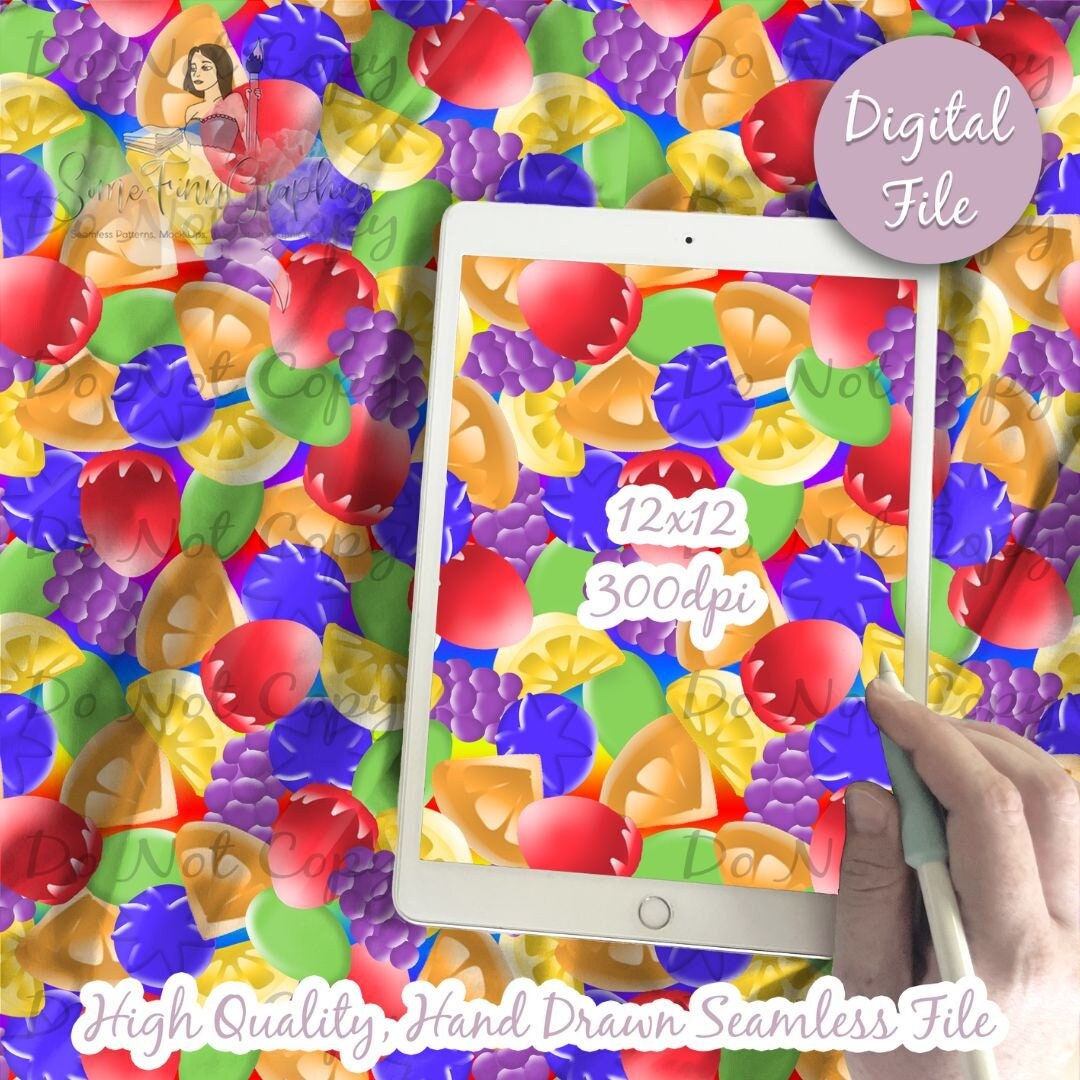 Fruit Snacks Digital Paper - Seamless Toddler Snack Pattern, Fruit ...