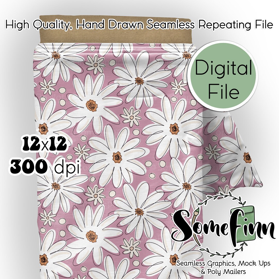 Daisy Floral Digital Paper - Seamless Daisies Flower Pattern, Custom ...