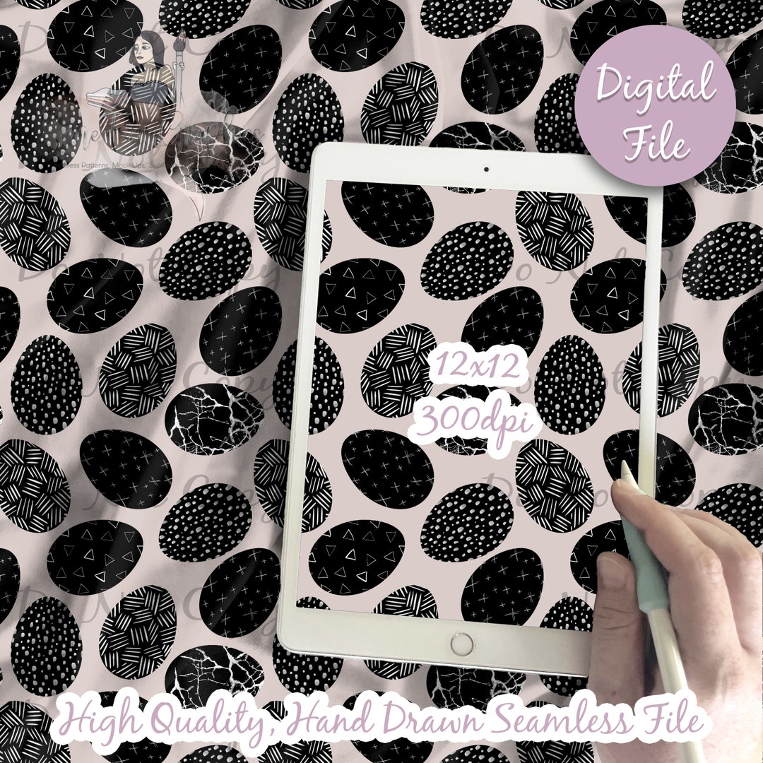 Easter Eggs Digital Paper - Monochrome Seamless Patterns, Custom Fabric ...