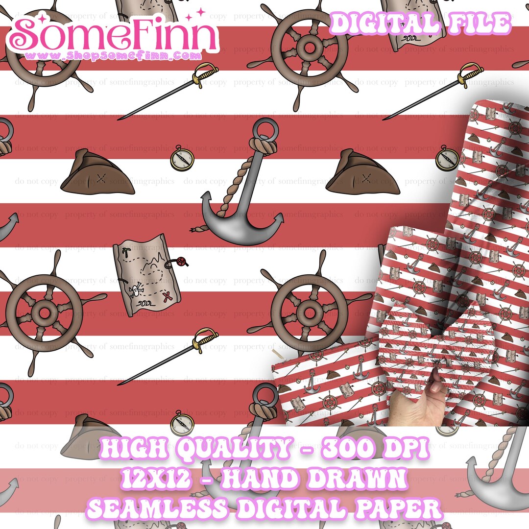 Pirate Seamless Seamless Digital Paper | Fabric Pirate Pattern Download ...