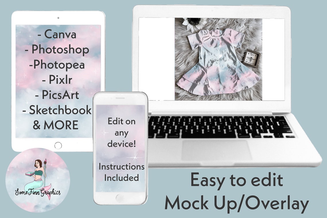 Dress Realistic Mock-up / Girl Mock up / Easy Editable From Mobile ...