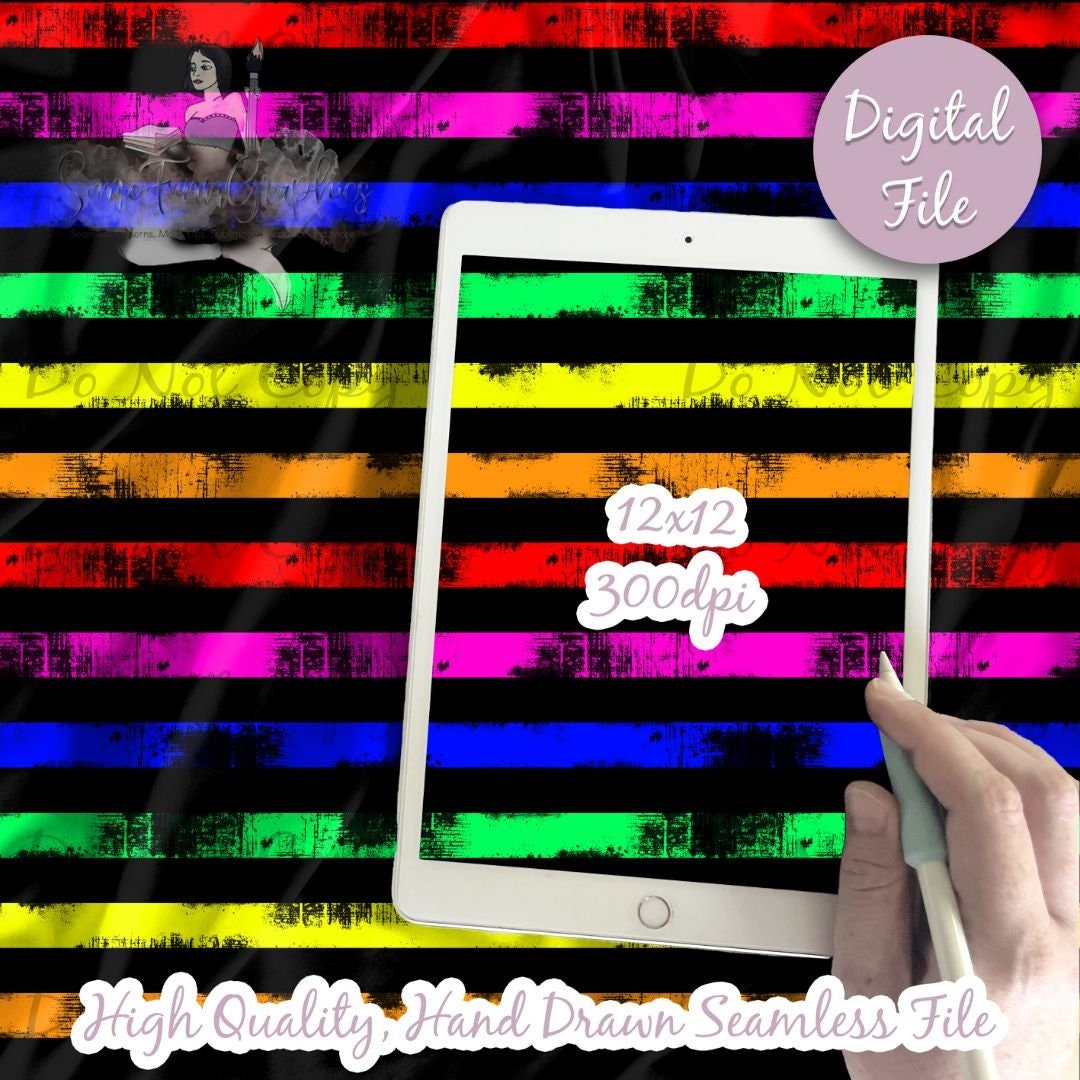 Rainbow Distressed Stripes Seamless Pattern Design / Rainbow Punk ...