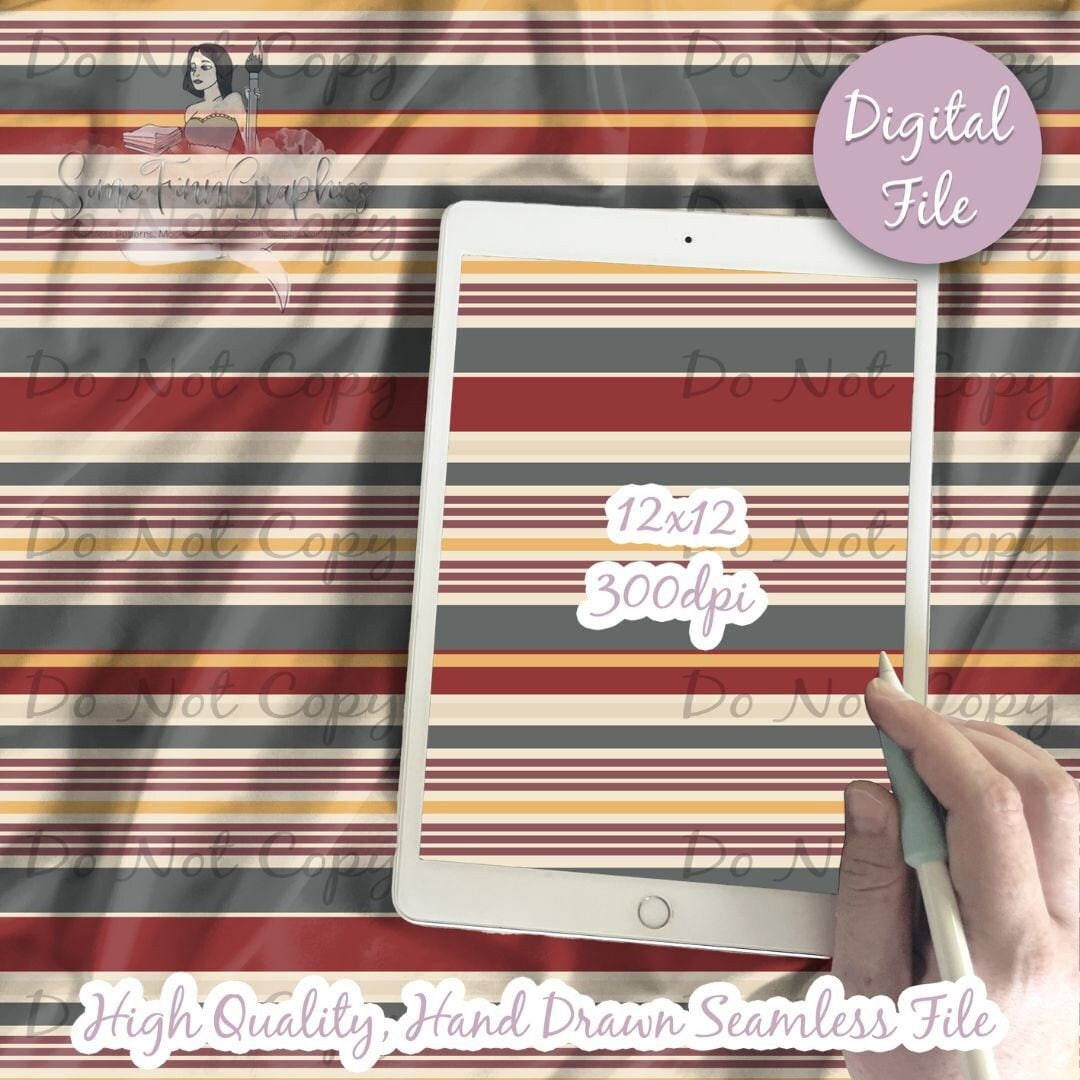 Retro Stripes Digital Paper - Seamless Striped Pattern, Fabric ...