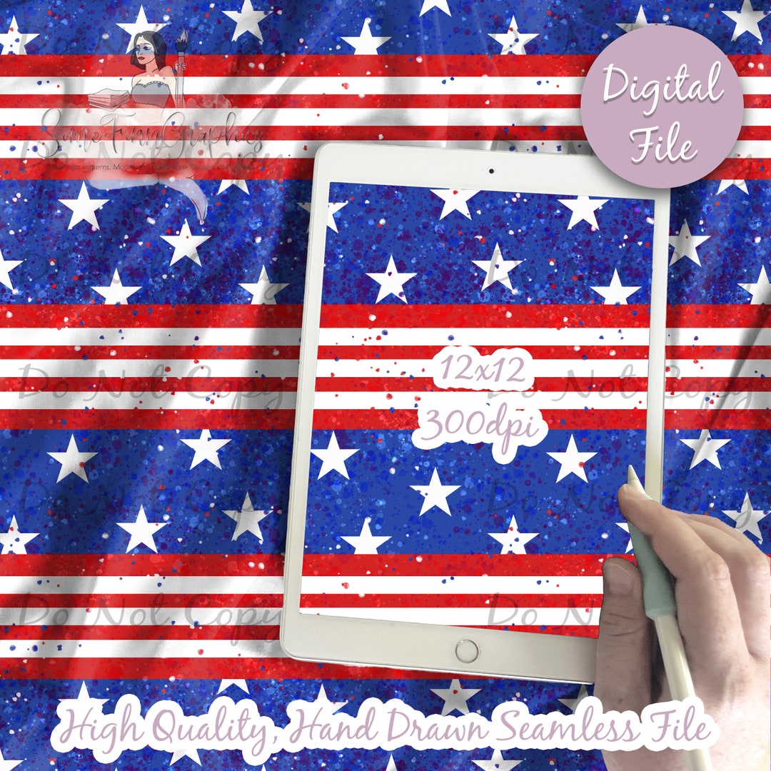 Stars and Red Stripes Digital Paper - Seamless 4th of July Pattern ...