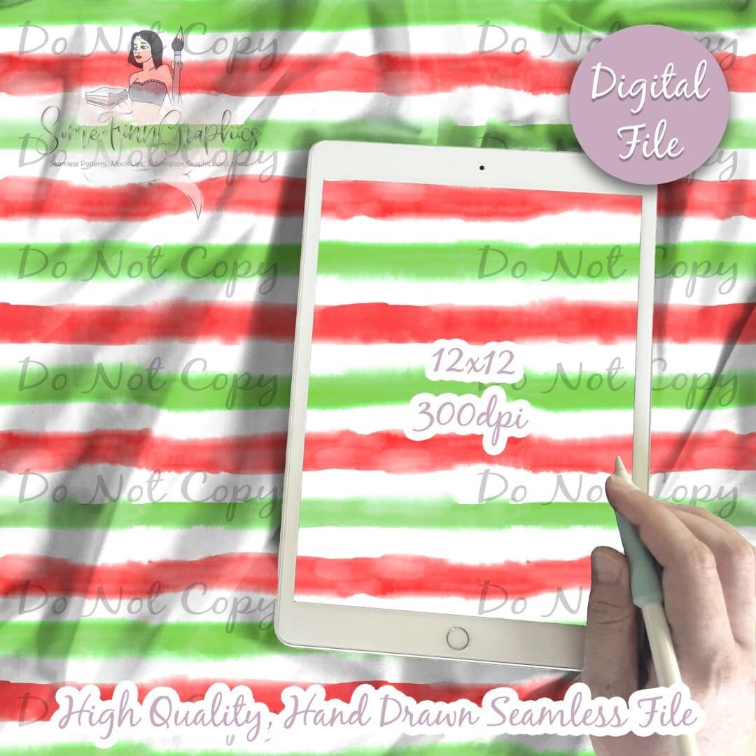 Watercolor Green and Red Stripe Digital Paper - Seamless Christmas ...