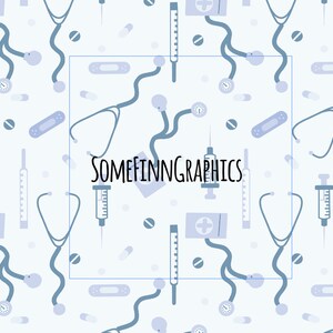 Medical Digital Paper Seamless Nurse Pattern, Custom Doctor Fabric ...