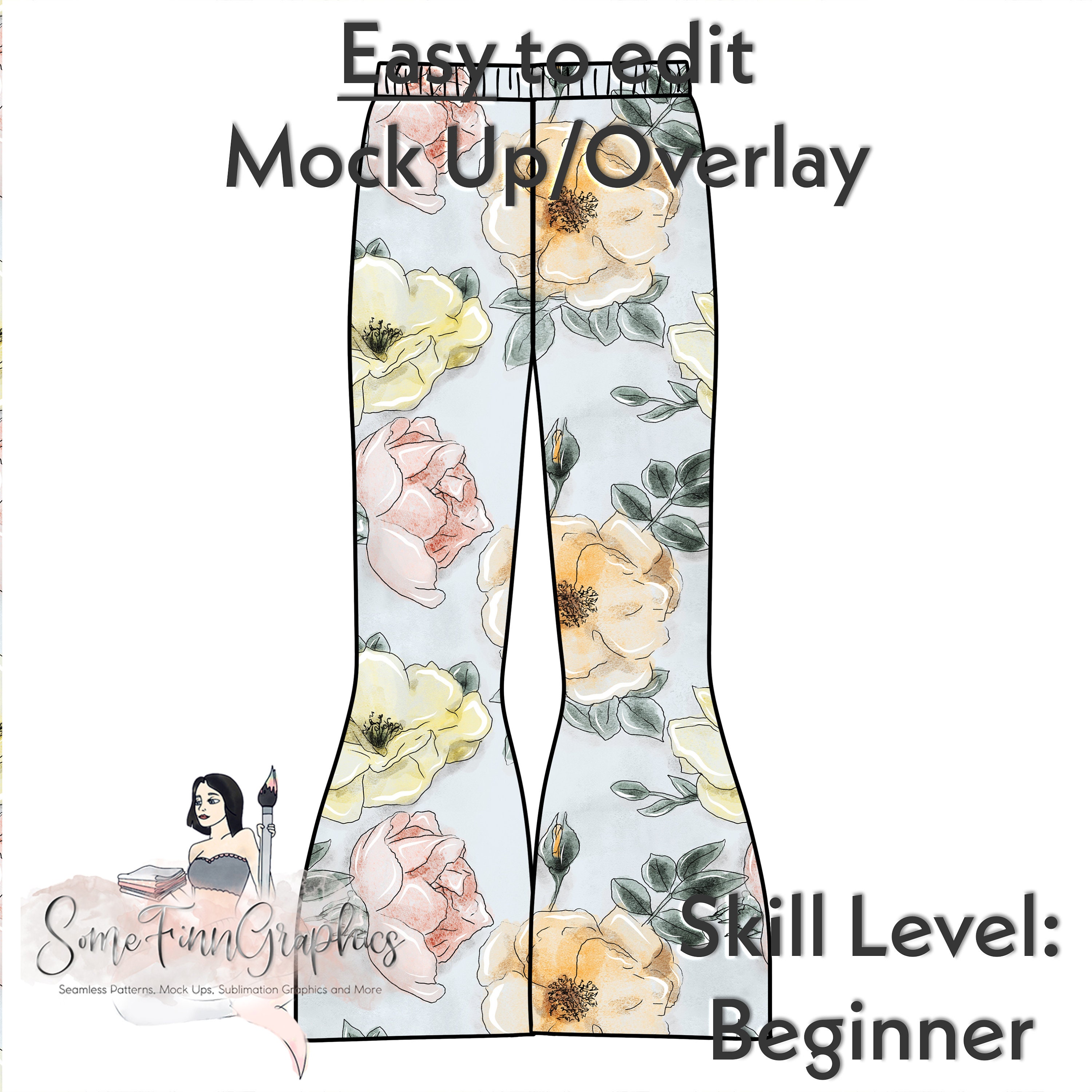 Flare Pants Mock-up / Bell Leg Mock up / Digital Mock up for Clothing ...