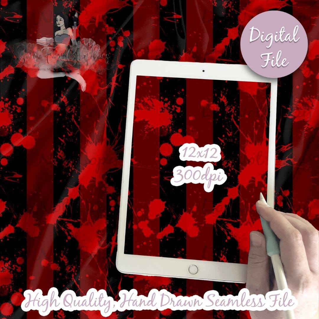 Halloween Stripes Digital Paper, Seamless Bloody Stripe Pattern, Fabric ...