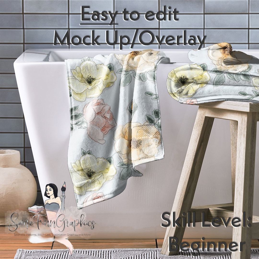 Realistic Towel Mock-up / Bathroom Textile Mock up / Editable From ...