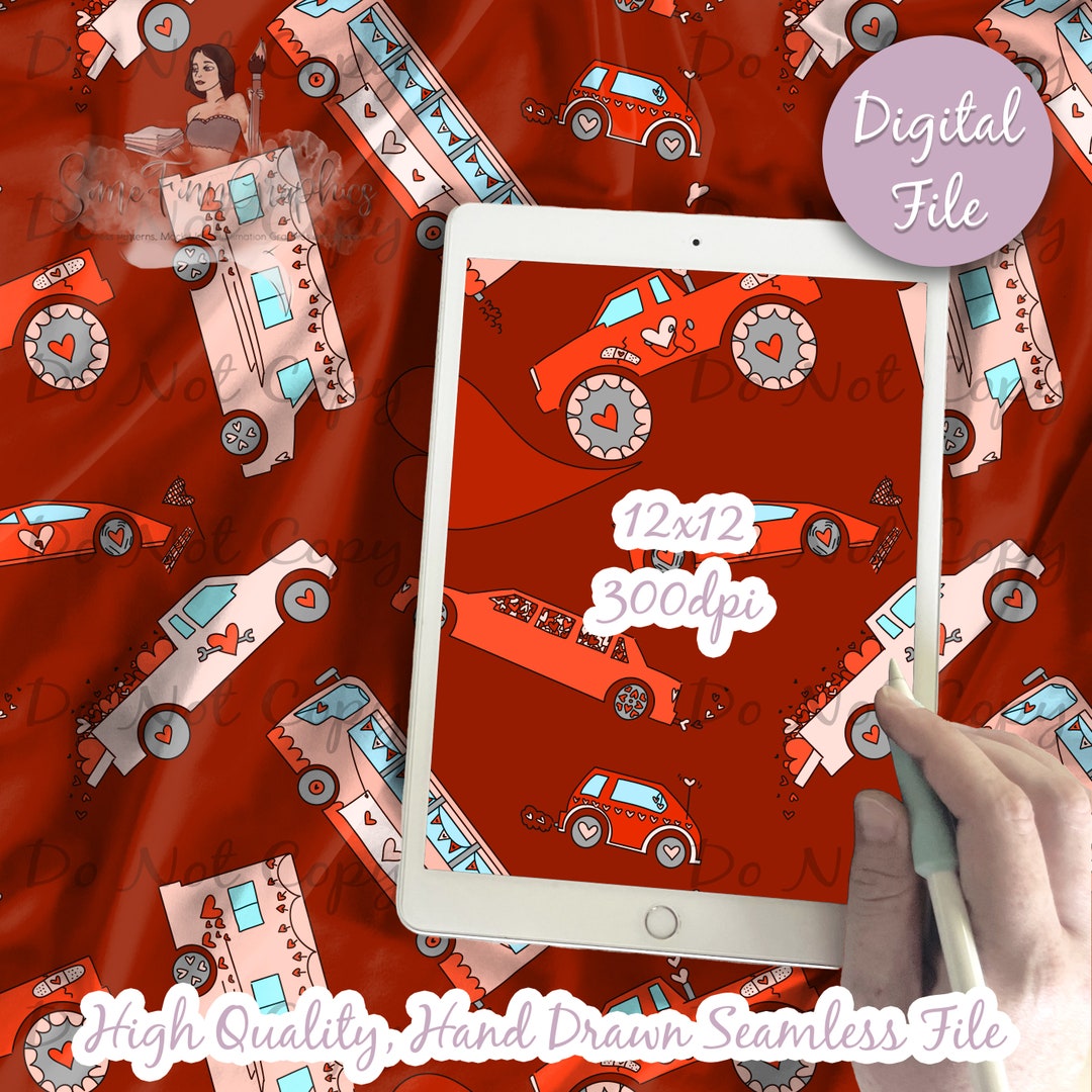 Valentines Vehicles, Cars and Trucks Digital Paper - Seamless Cars ...