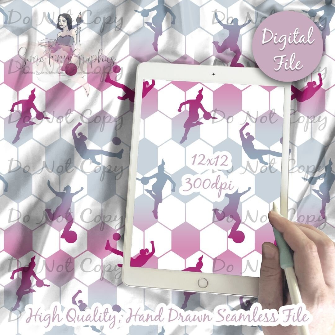 Soccer Girls Digital Paper, Seamless Pattern, Soccer Fabric Instant ...