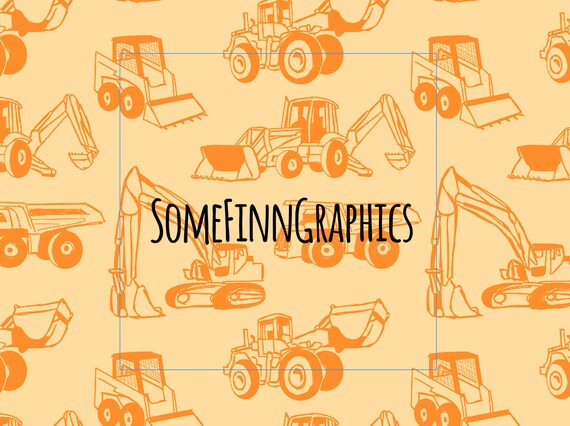 Construction Trucks Digital Paper Seamless Tractor Pattern - Etsy