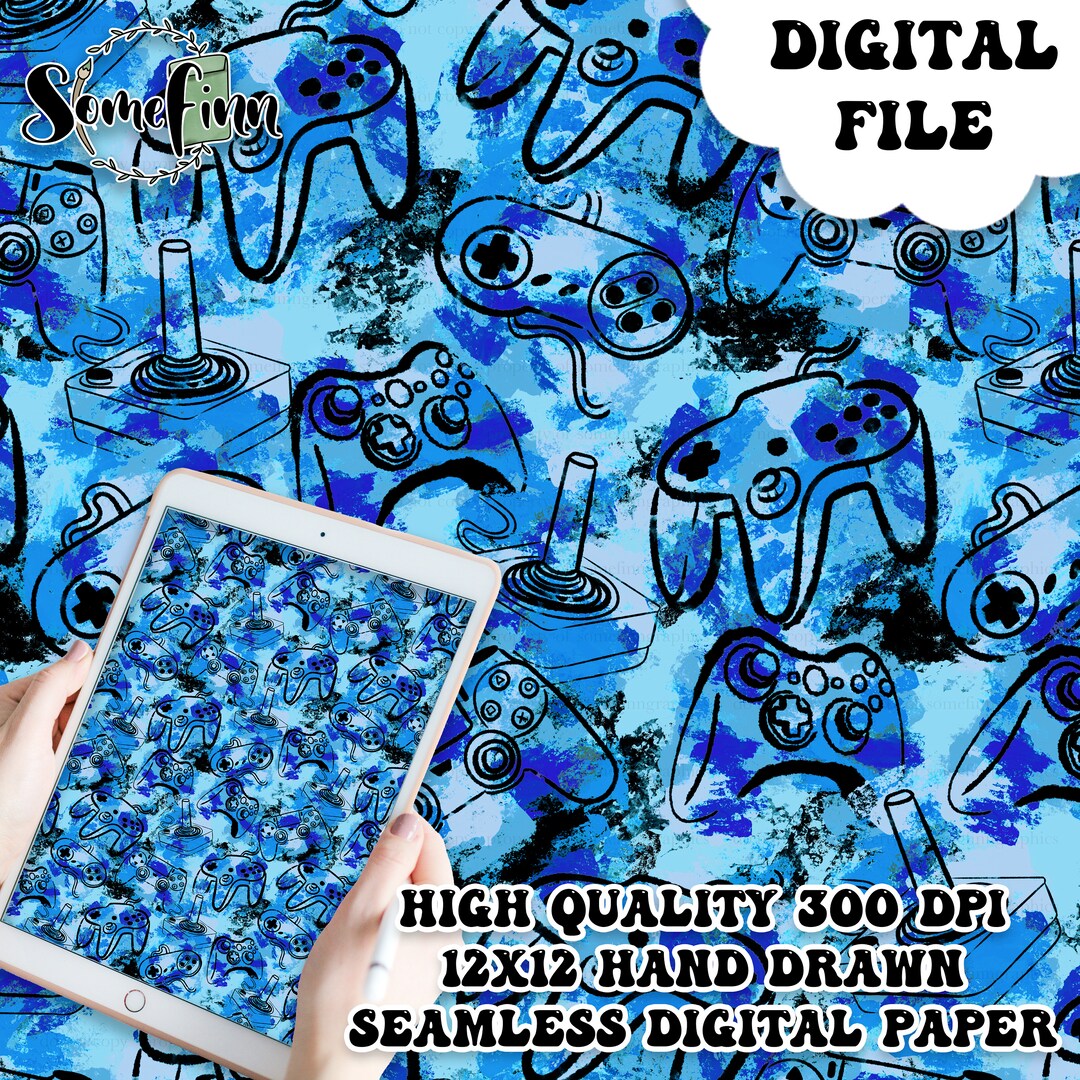 Video Game Digital Paper Seamless Controller Pattern, Tech Technology ...
