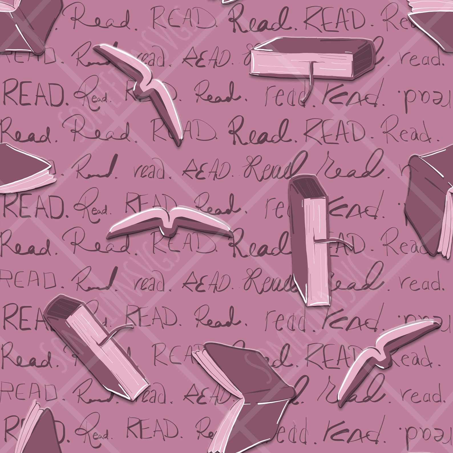 Read Books Digital Paper Seamless Books Pattern Custom Book | Etsy