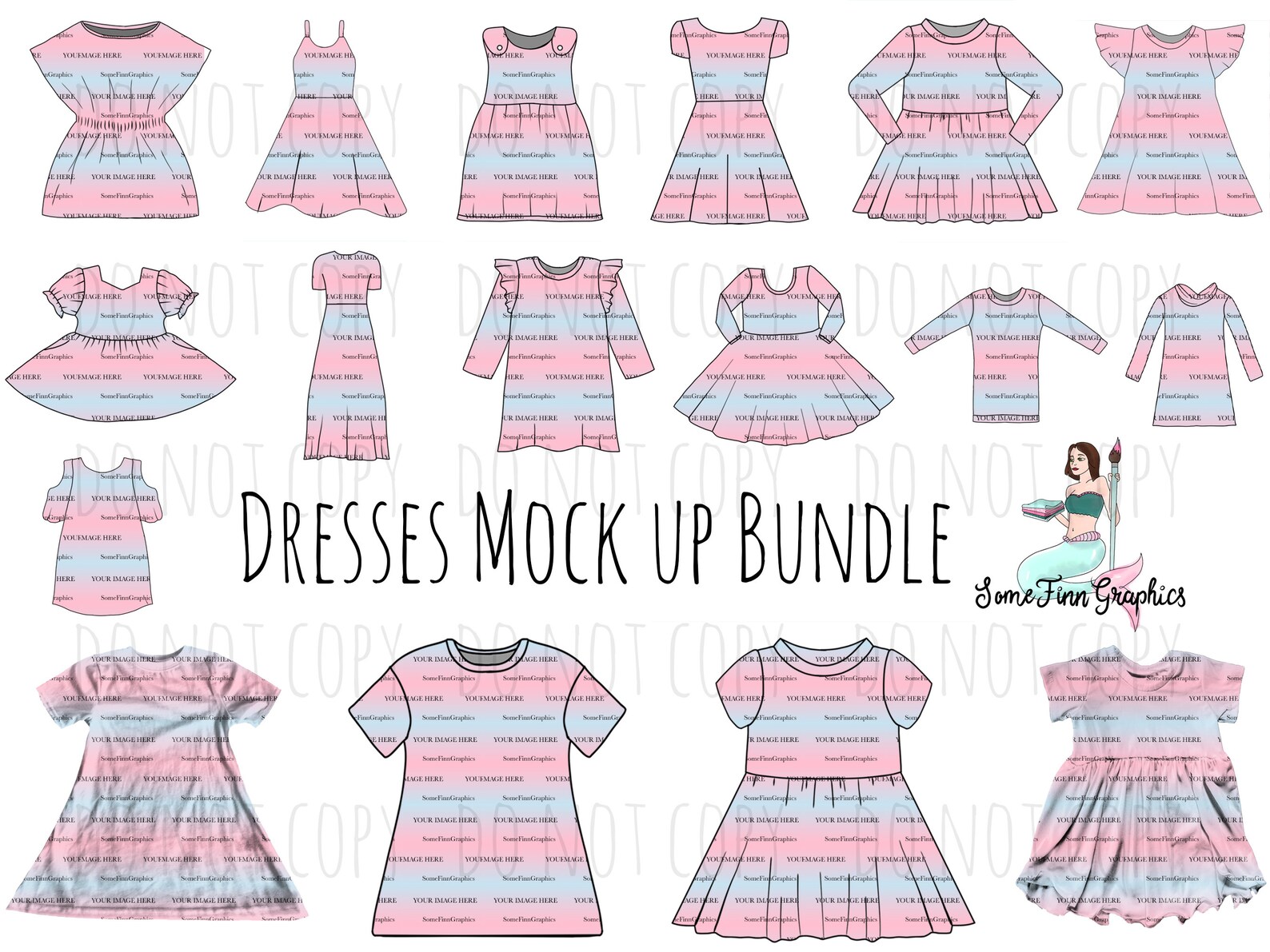 Dresses Mock-up Bundle / Dress Variety Mockup / Digital Mock up for ...