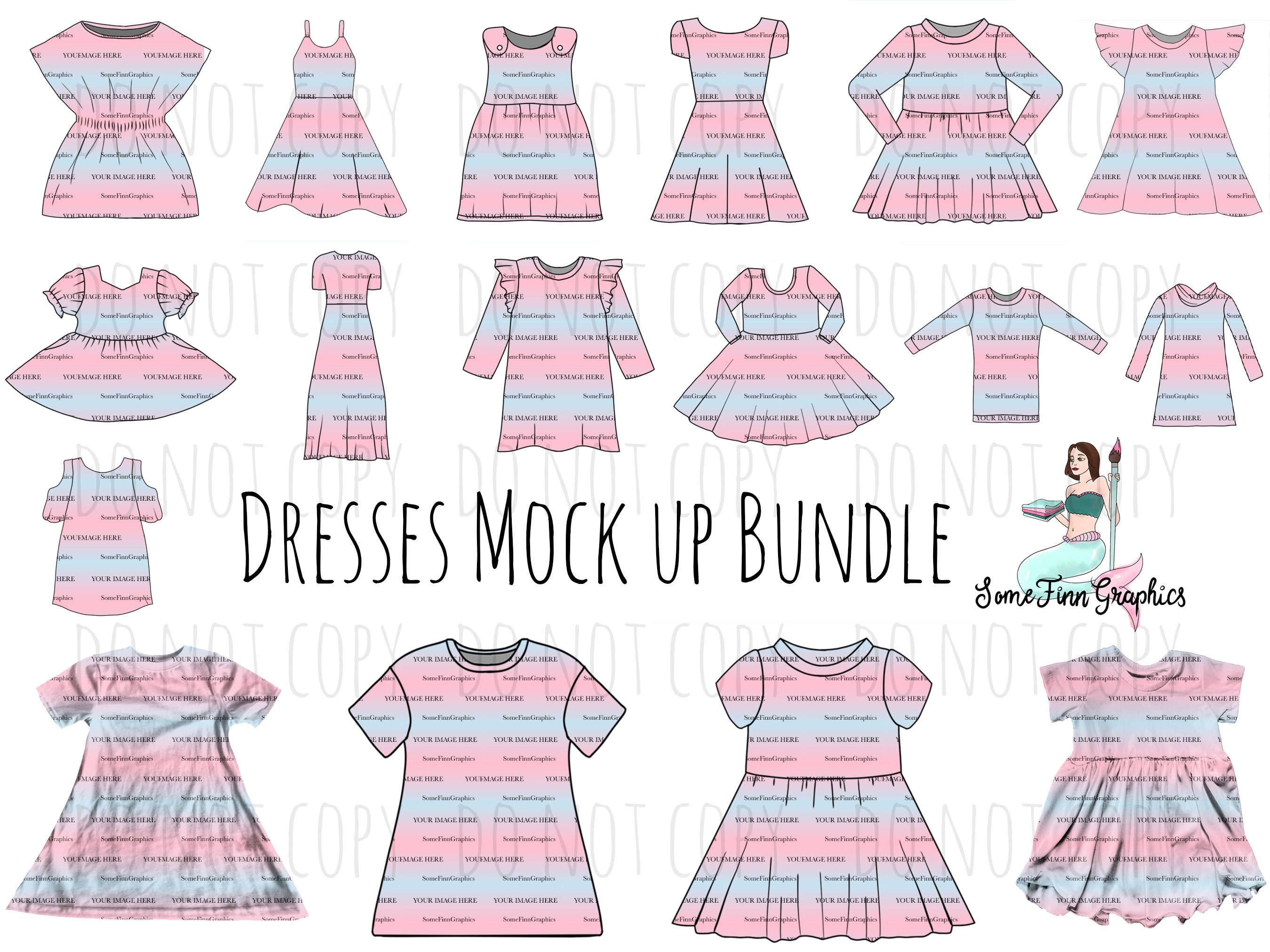 Dresses Mock-up Bundle / Dress Variety Mockup / Digital Mock up for ...