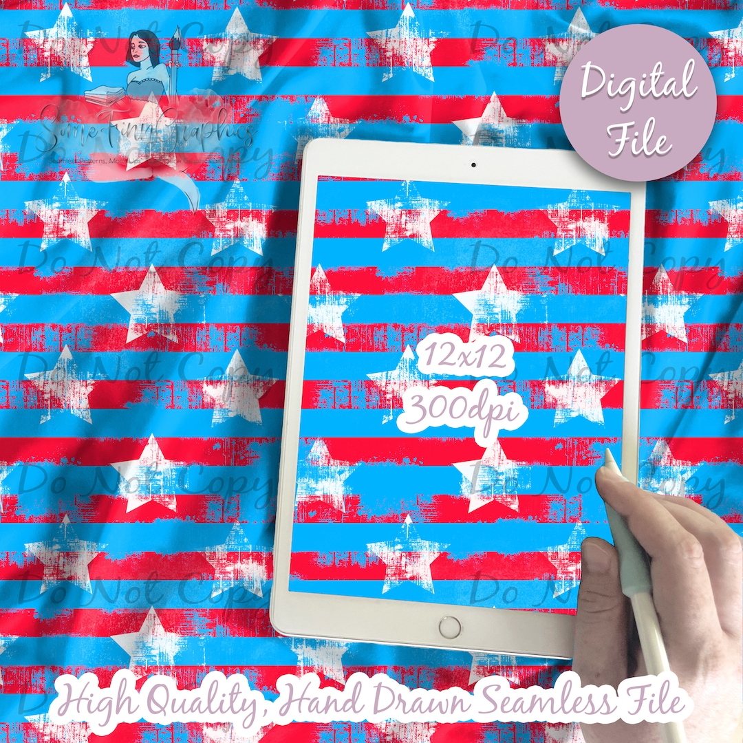 Distressed Stars Digital Paper, Seamless 4th of July Pattern, Flag ...