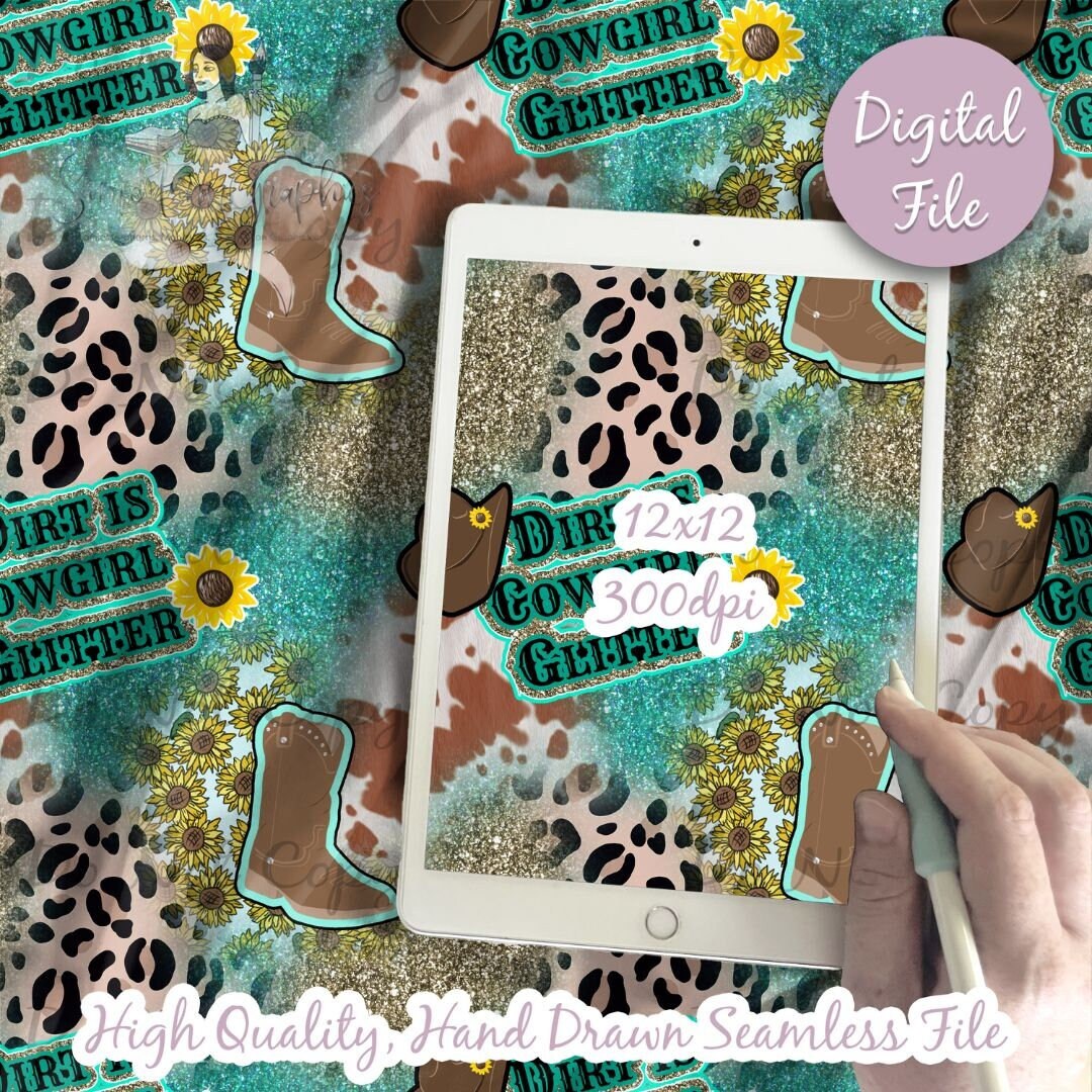 Cowgirl Digital Paper, Seamless Ranch Pattern, Fabric Download, Country ...