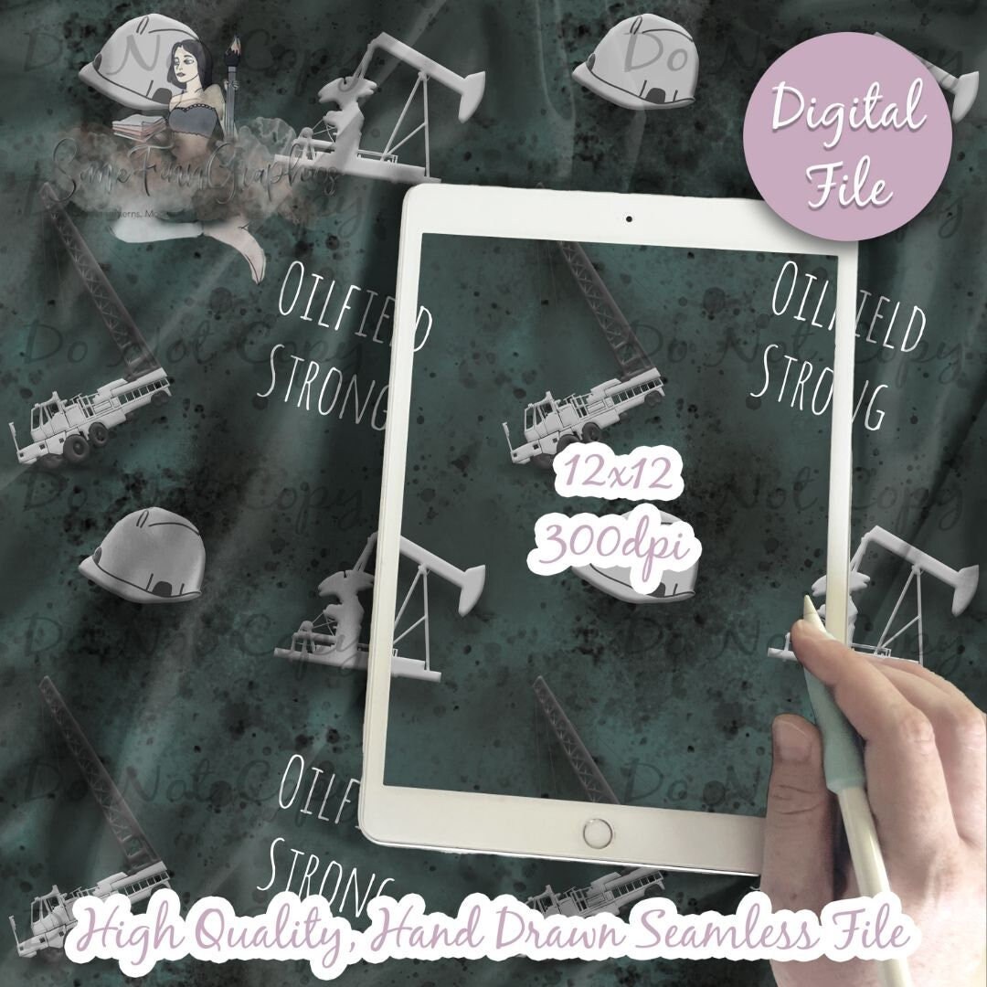 Oil Rig Trucks Digital Paper - Seamless Oilfield Strong Pattern, Fabric ...