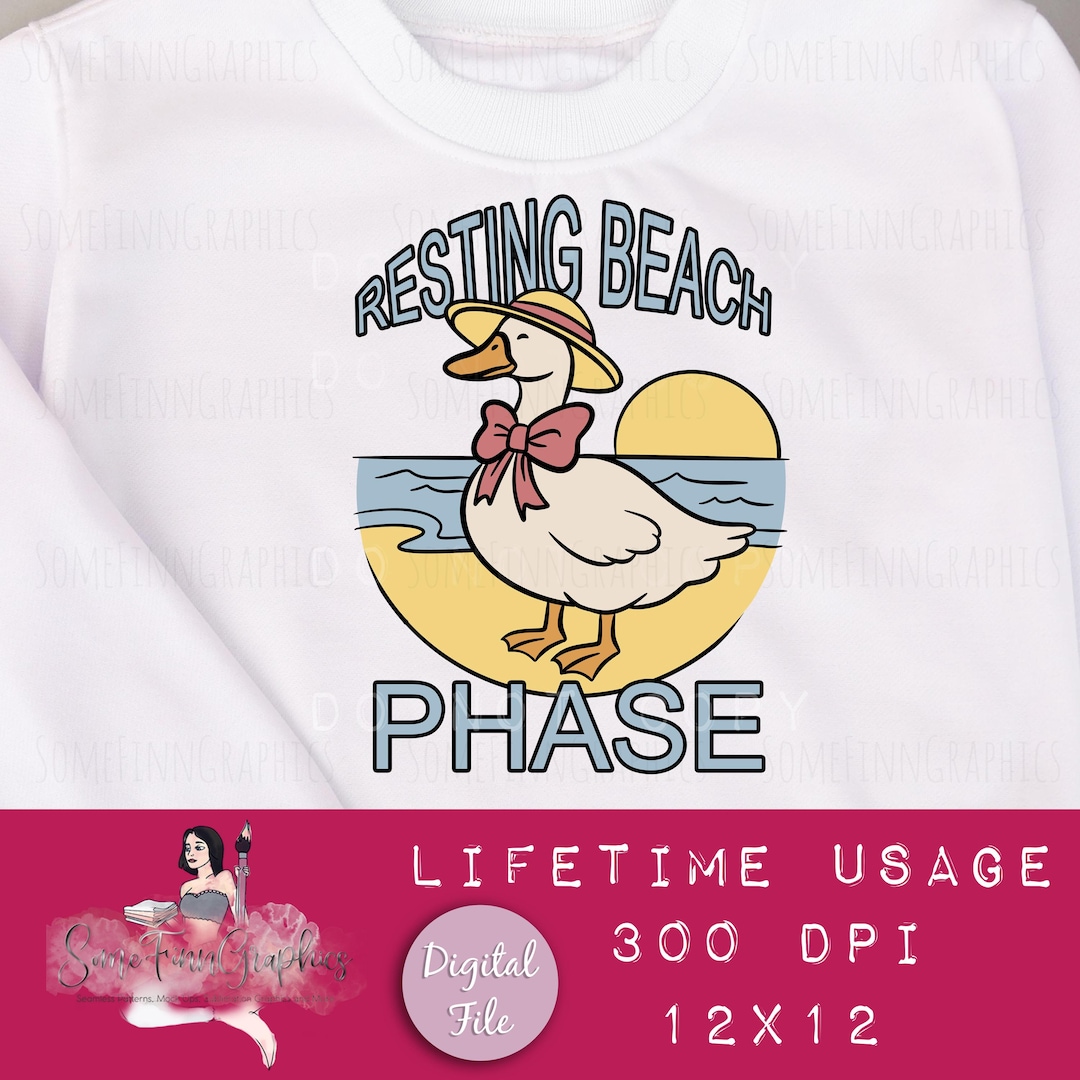 Resting Beach Phase PNG, Vintage Goose PNG Graphic, Seamless Patterns ...
