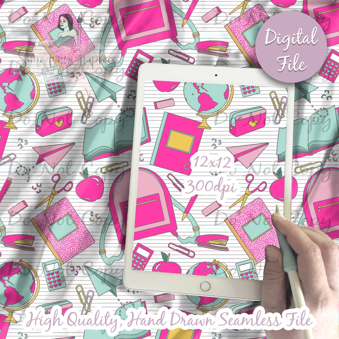 Back to School Seamless Pattern, School Digital Paper, Teachingtumbler ...