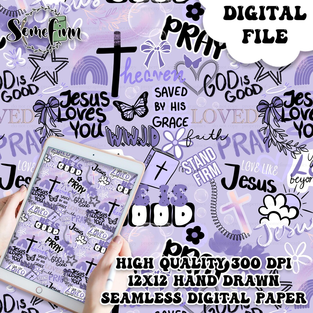 Christian Collage Digital Paper - Seamless Jesus Cross Pattern, Sunday ...
