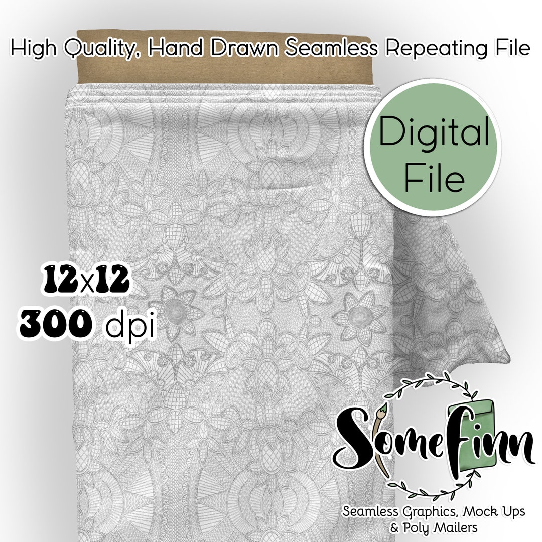 Realistic Black Lace Digital Paper, Seamless Lace Pattern, Black and ...