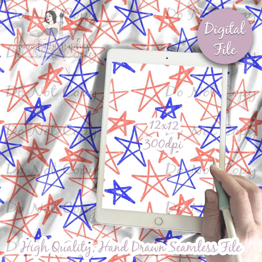Stars Digital Paper, Seamless 4th of July Pattern, Flag Fabric Download ...