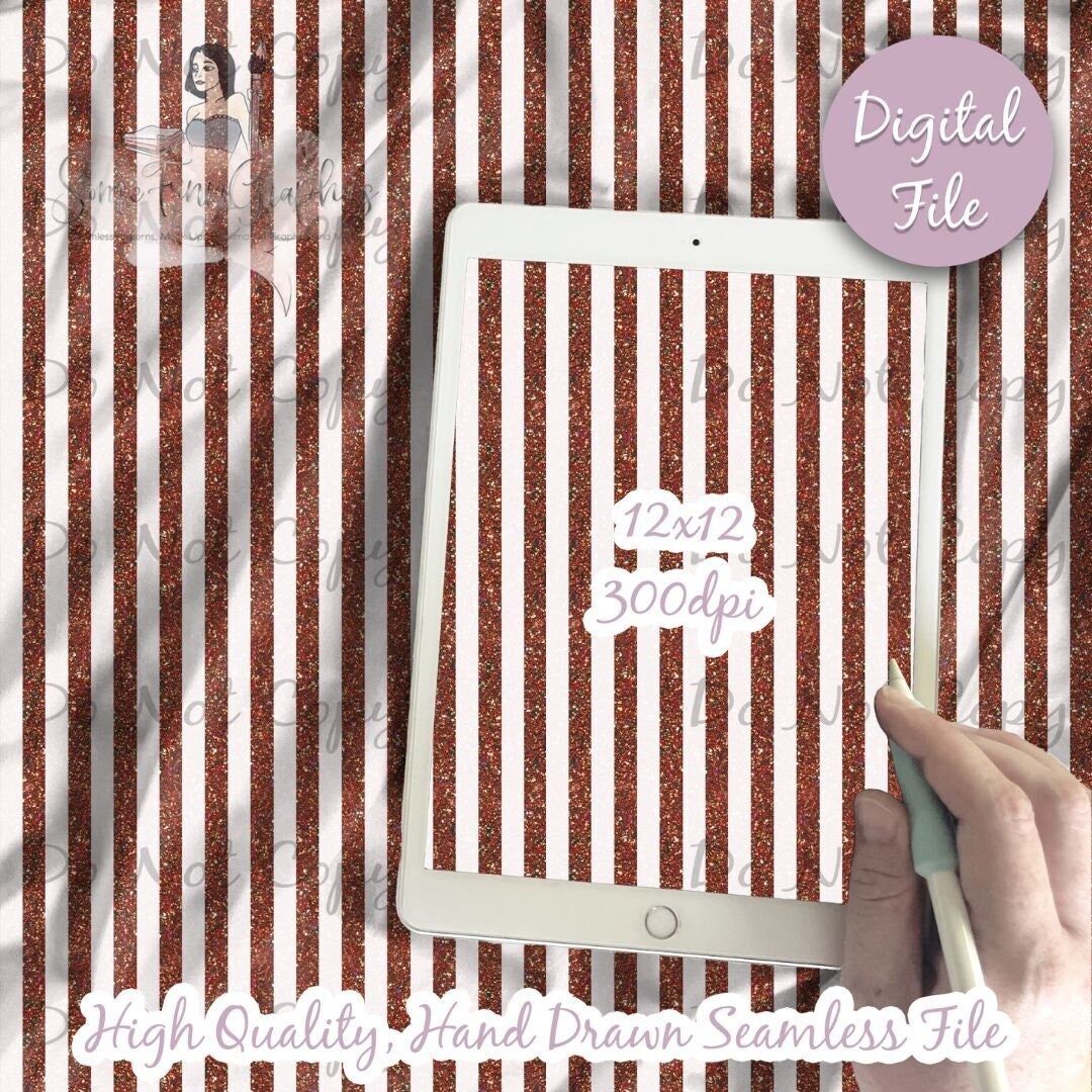 Candy Cane Gilitter Red Stripes Digital Paper Seamless Christmas ...