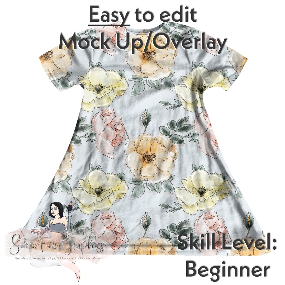 Realistic T-shirt Dress Mock-up / Girl Mock up / Easy Editable From ...