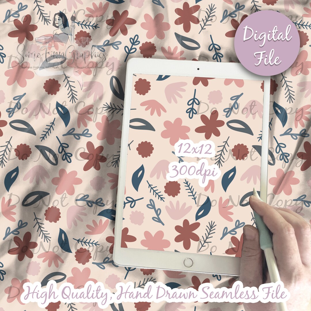 Cutesy Floral Seamless Digital Paper | Fabric Chalk Pattern Download ...