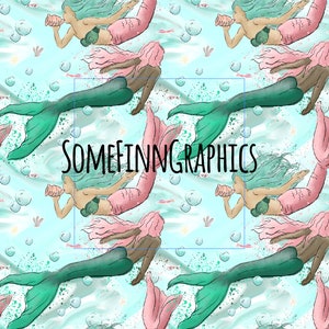 LIMITED Mermaid Digital Paper - Seamless Mermaids Pattern, Watercolor ...