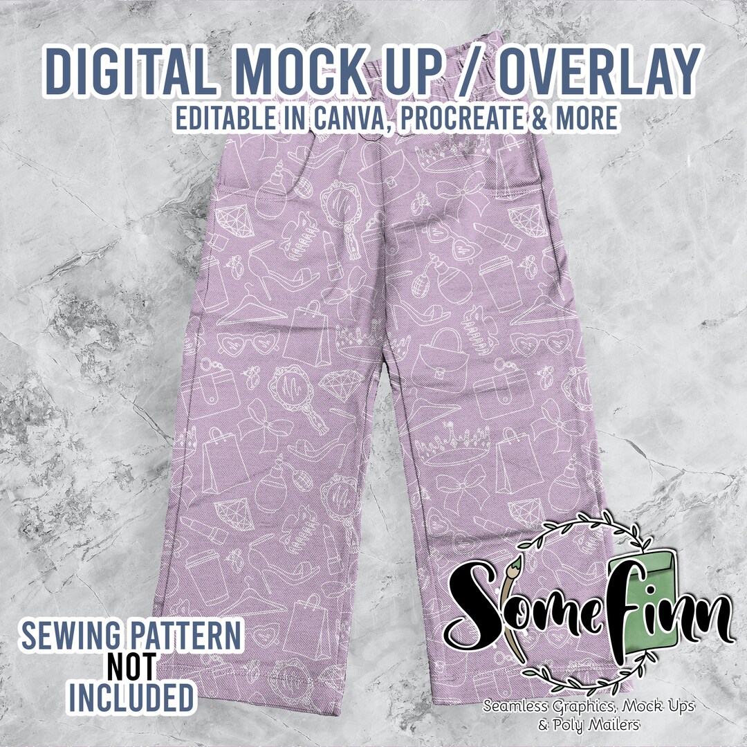 Realistic Womens Pants Mock Up, Repeating Digital Paper, Background ...