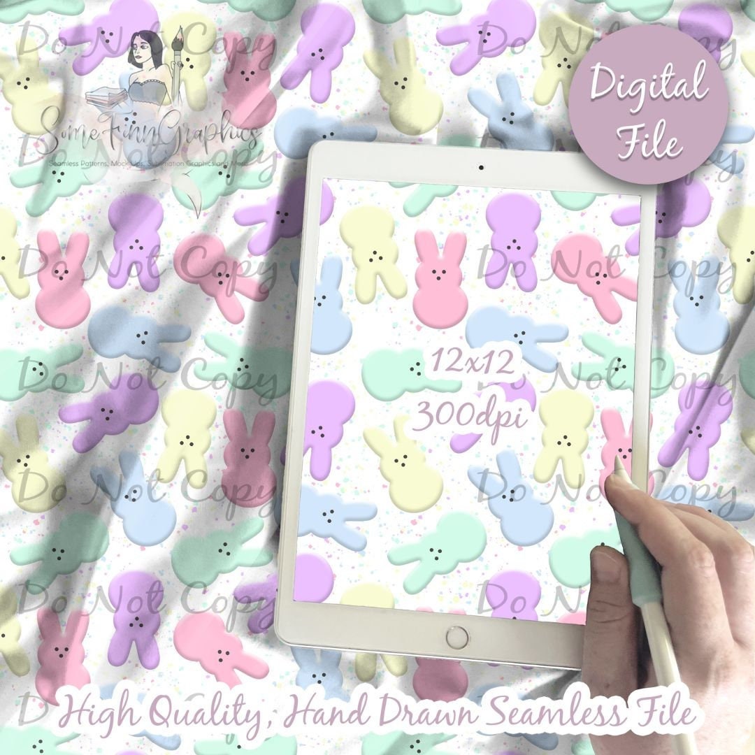 Candy Bunny Digital Paper - Seamless Patterns, Custom Fabric, Printable ...