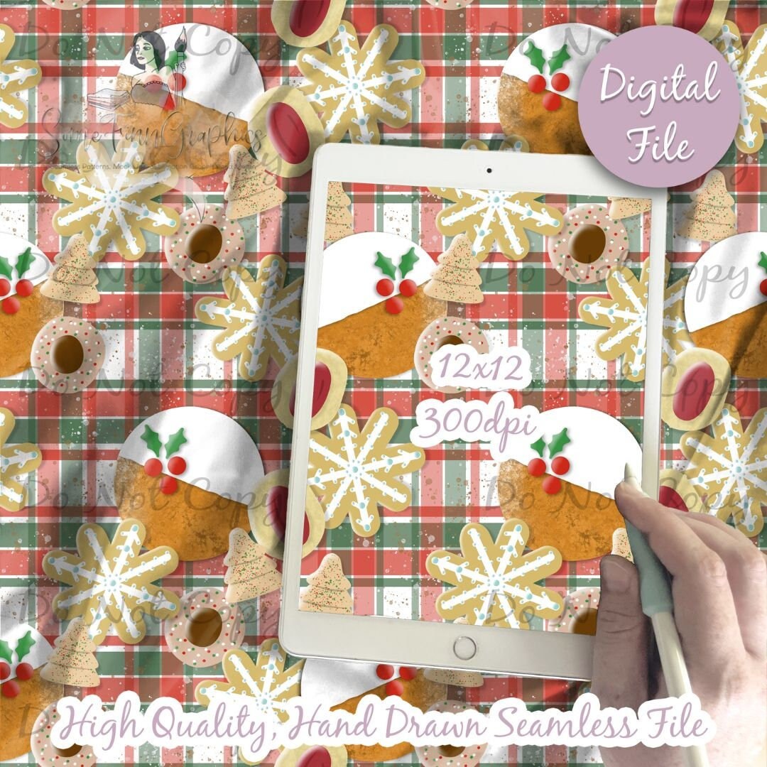 Christmas Cookie Digital Paper - Seamless Winter Christmas Dessert ...