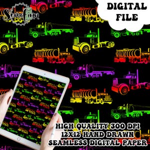 Tanker Semi Trucks Digital Paper - Seamless Truck Pattern, Semi-truck ...