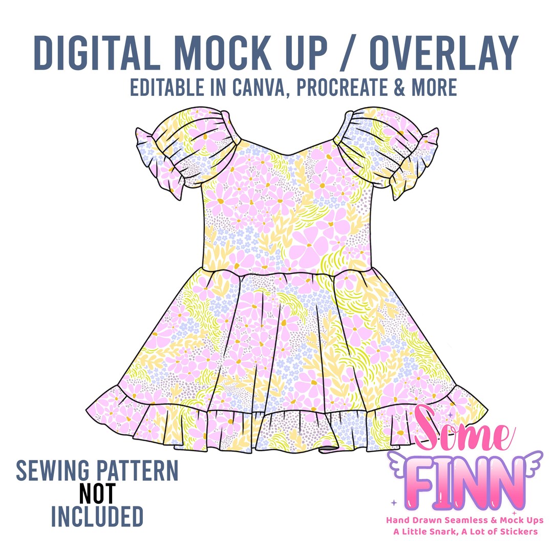 Puff Sleeve Dress Mock-up / Ruffle Dress Mock up / Sweet Dress Digital ...