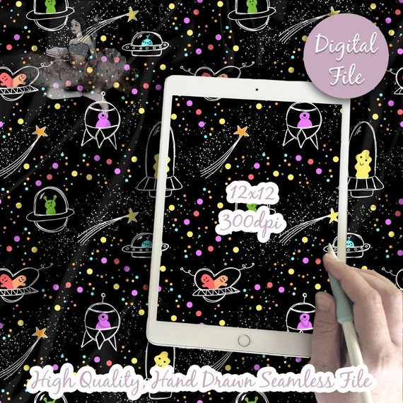 Space Aliens Digital Paper Seamless Pattern Astronaut Fabric - Etsy