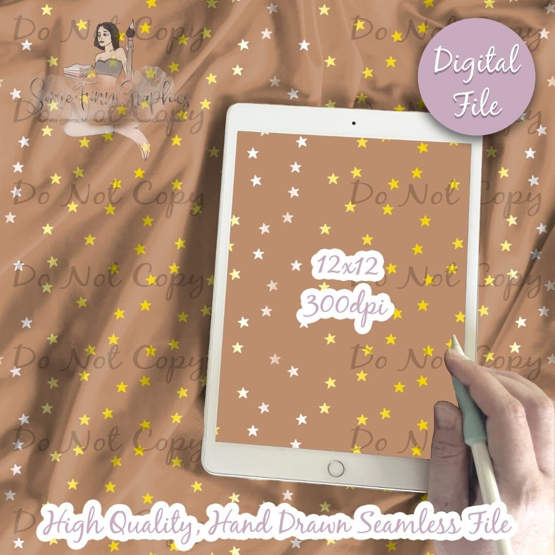 Stars Digital Paper, Seamless Dainty Star Pattern, Night Fabric ...
