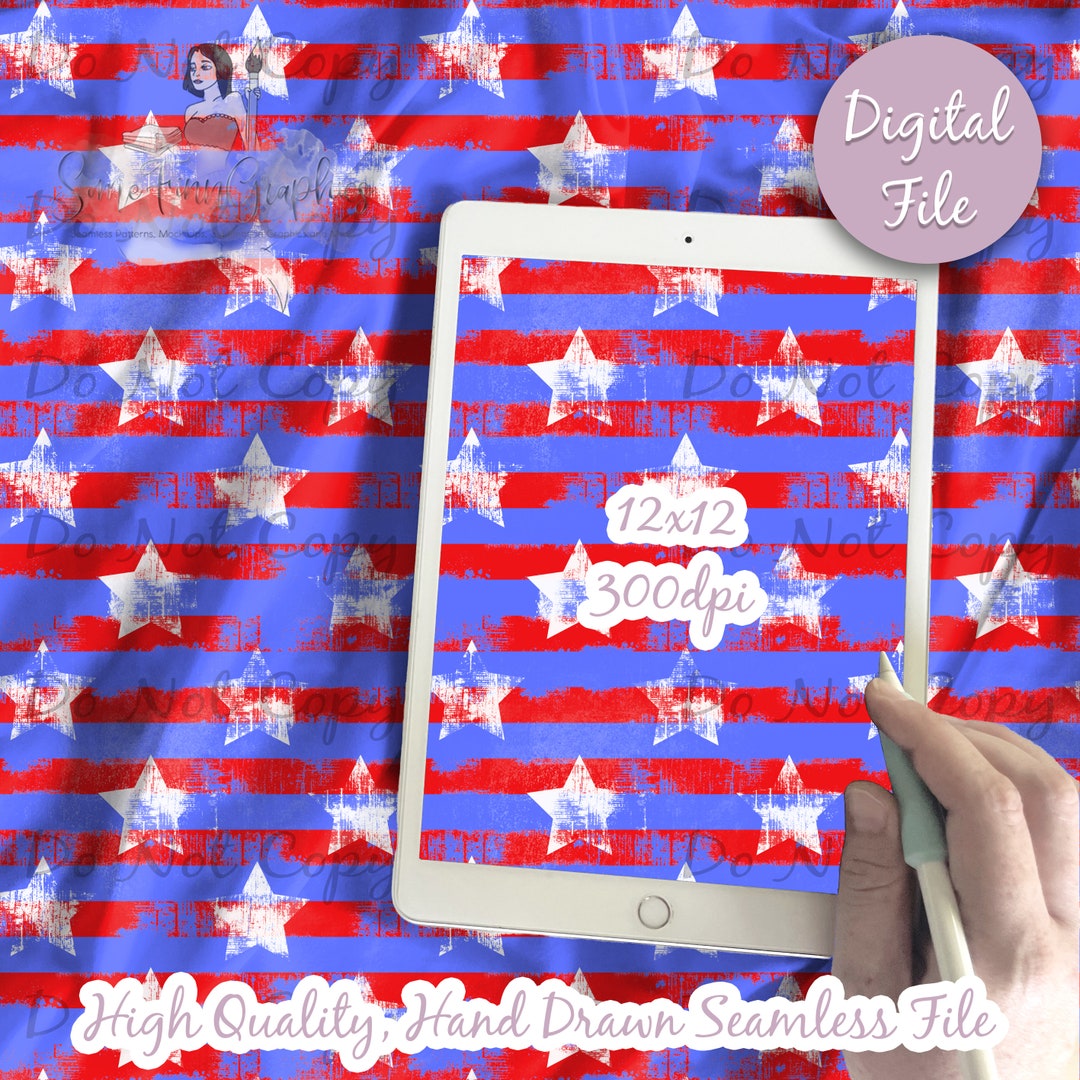 Distressed Stars Digital Paper, Seamless 4th of July Pattern, Flag ...