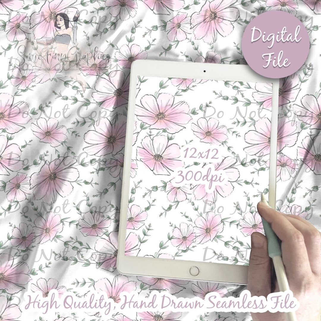 Pink Watercolor Floral Seamless Digital Paper Pattern, Watercolor ...