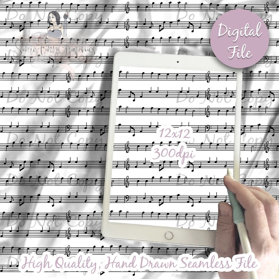Music Notes Digital Paper - Seamless Music Sheets Pattern, Simple ...
