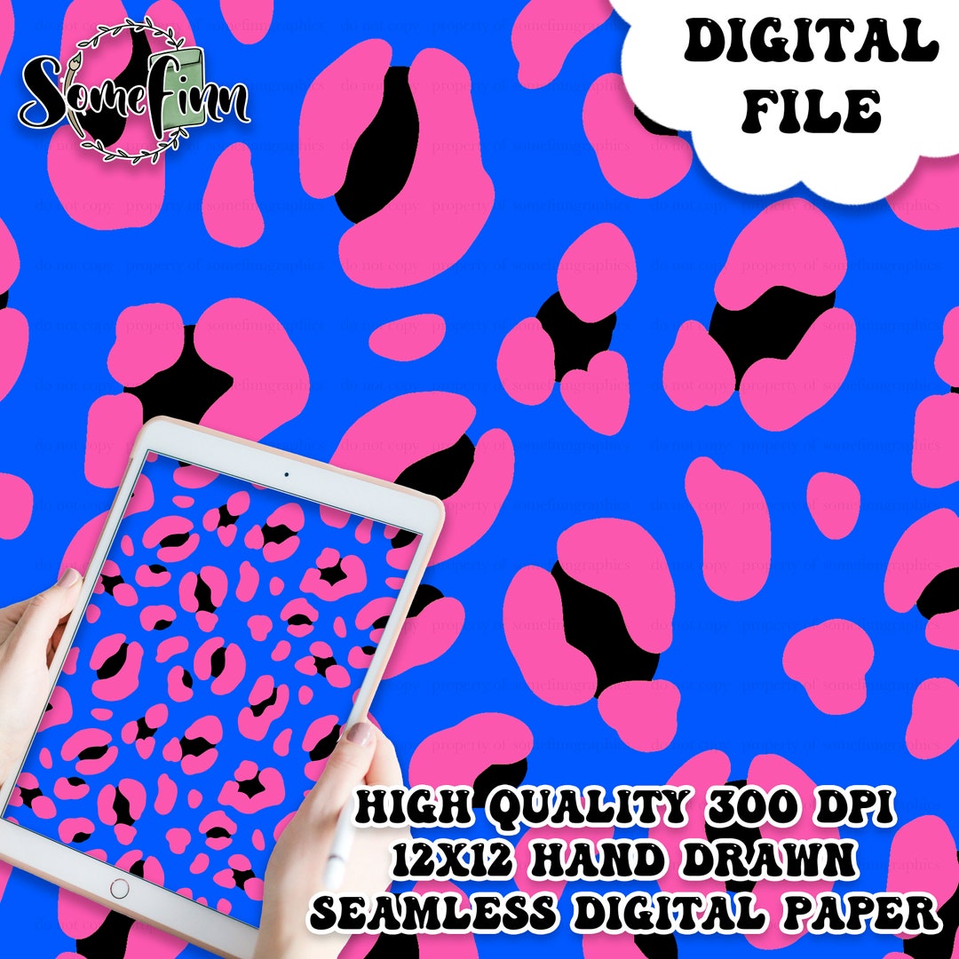 Neon Gepard Print Musterdesign, animal print, pink, kobalt blau ...