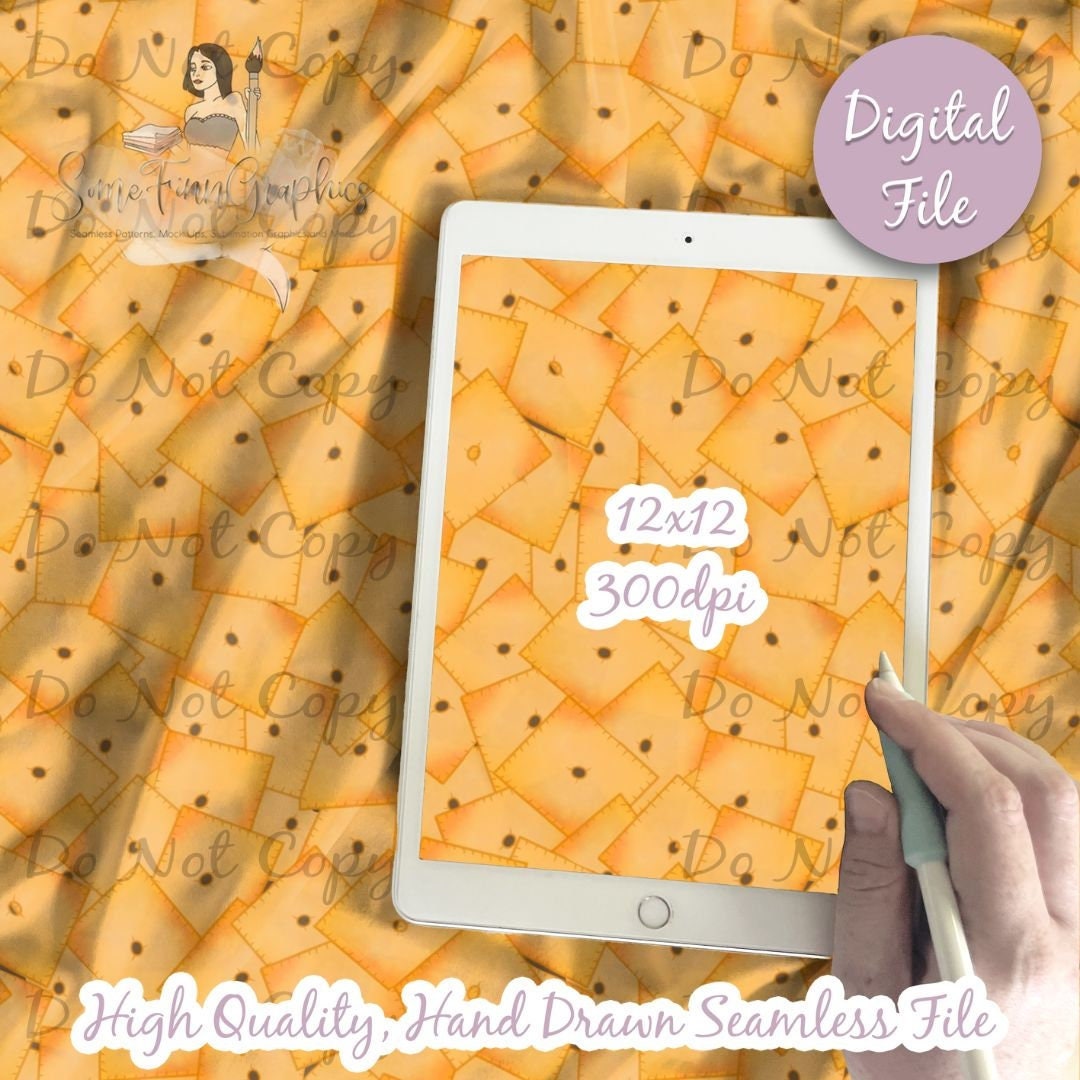 Cheese Crackers Texture Digital Paper, Seamless Food Pattern, Cracker ...