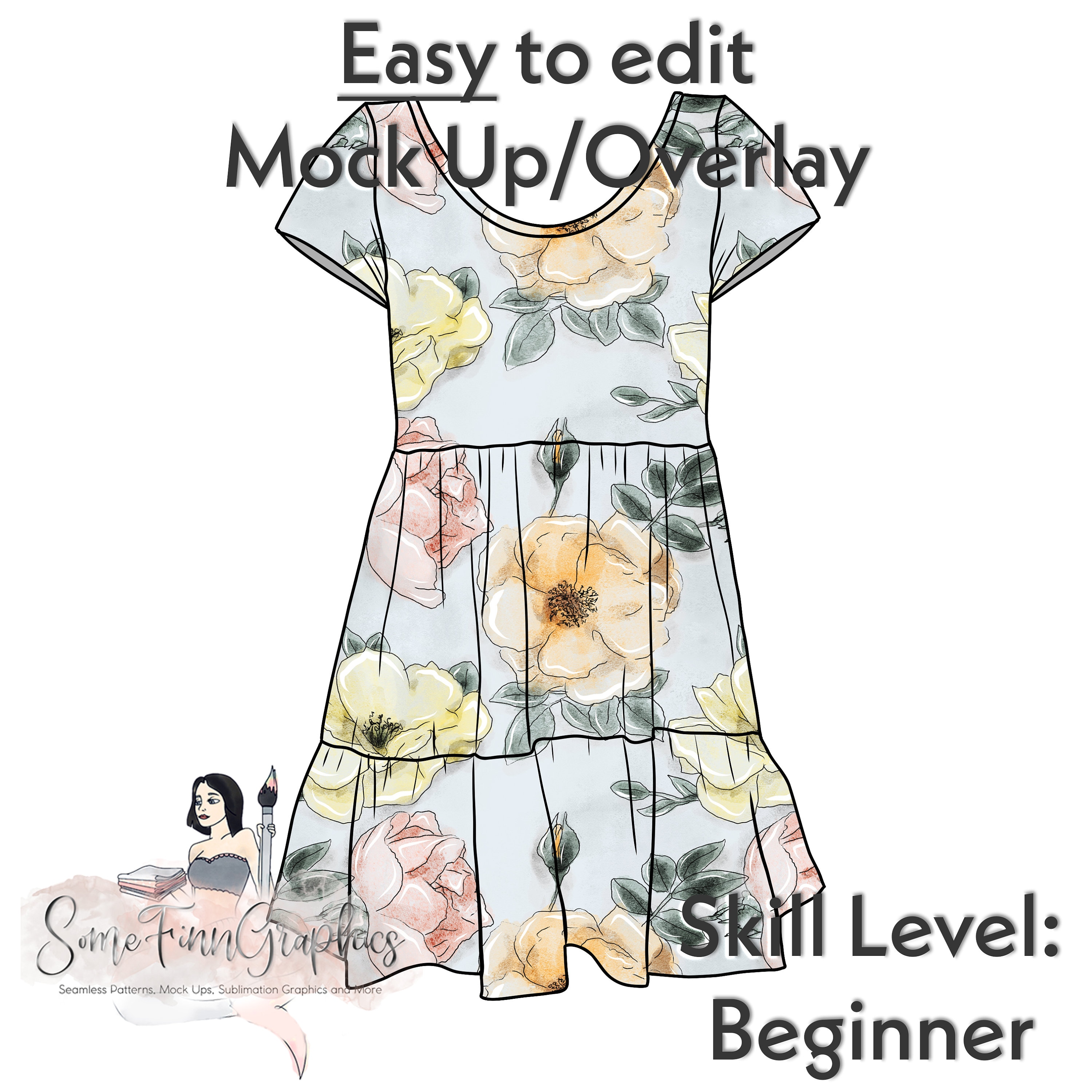 Short Sleeve Dress Mock-up / Dress Mock up / Dress Digital Mock up for ...