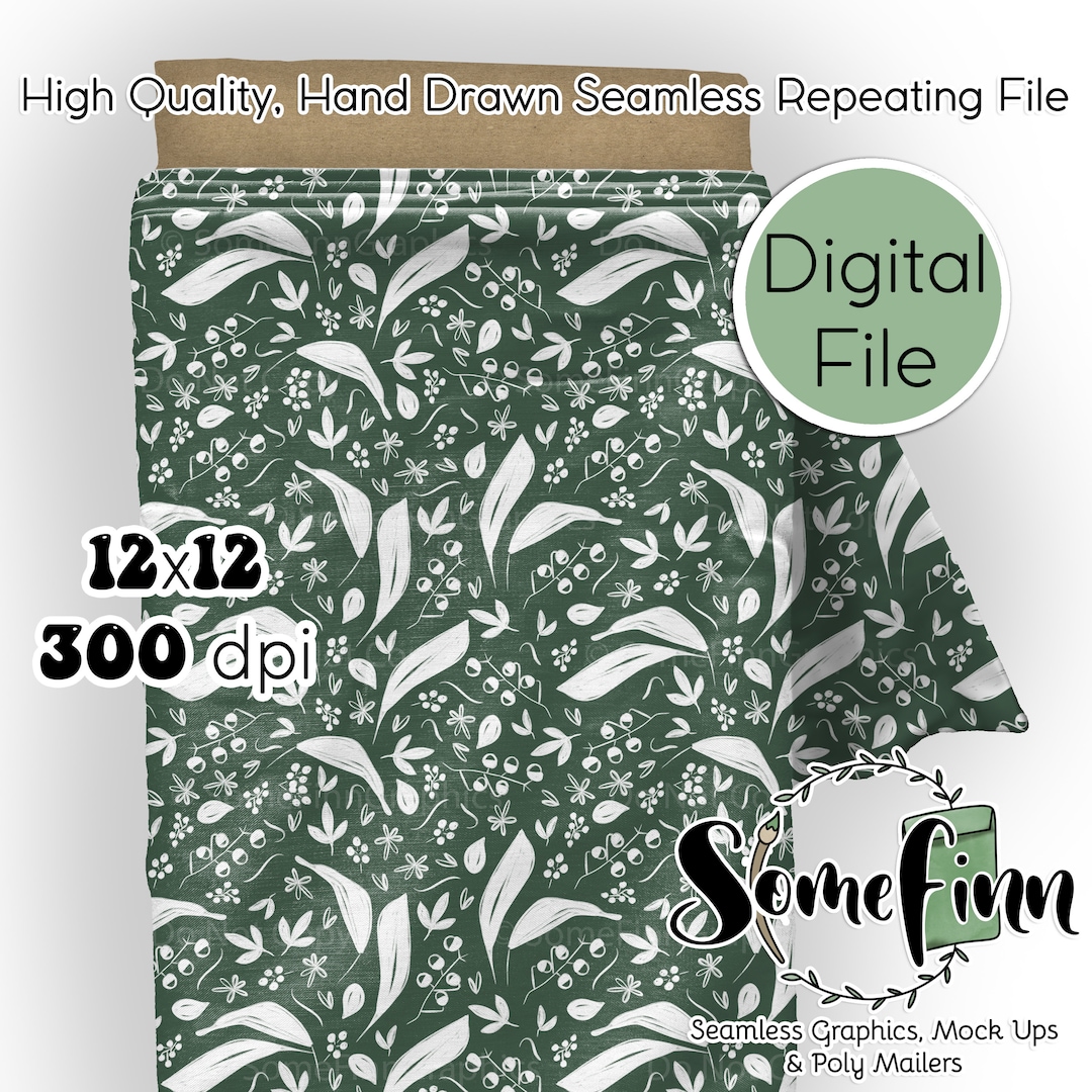 Green Floral Digital Paper - Seamless Green Flower Pattern, Vintage ...