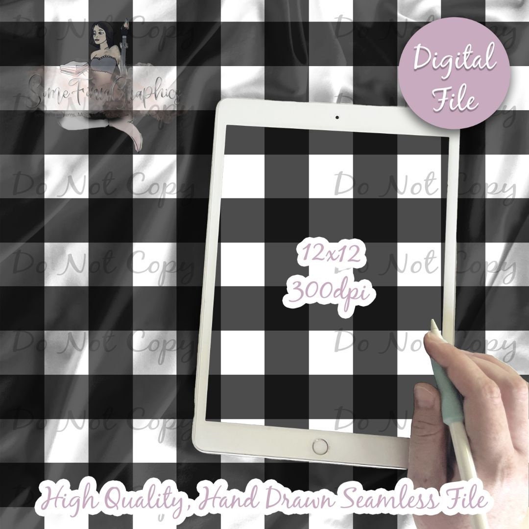 Buffalo Plaid Black and White Digital Paper - Seamless Pattern, Plaid ...