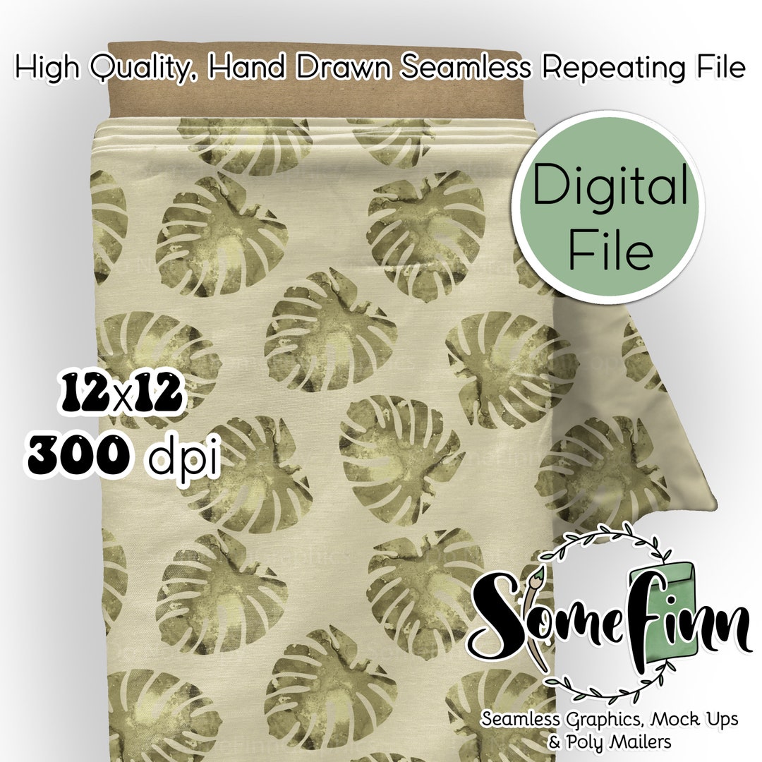 Green Monstera Leaf Digital Paper - Seamless Summer Pattern, Tropical ...